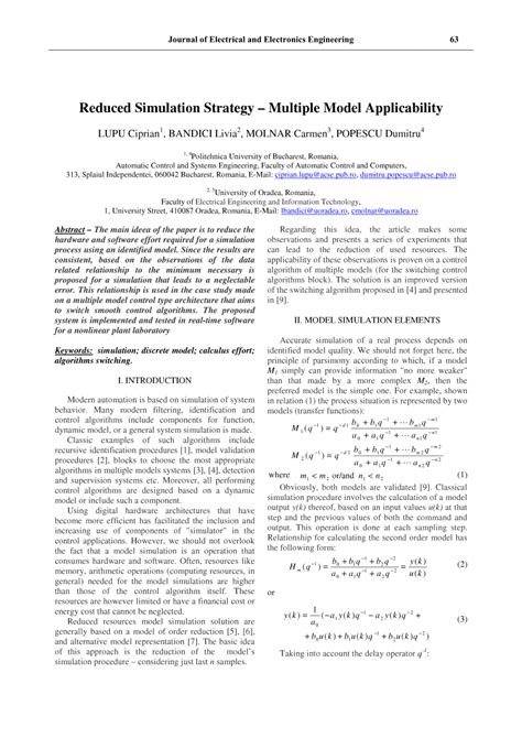 Pdf Reduced Simulation Strategy Multiple Model Applicability