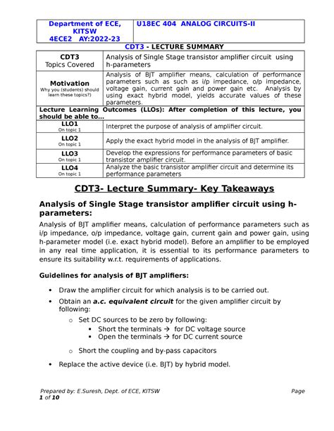 Ac Ii Cdt3 Summary Unit1 4ece2 Es Kitsw 4ece2 Ay2022 Cdt3 Lecture Summary Cdt Topics