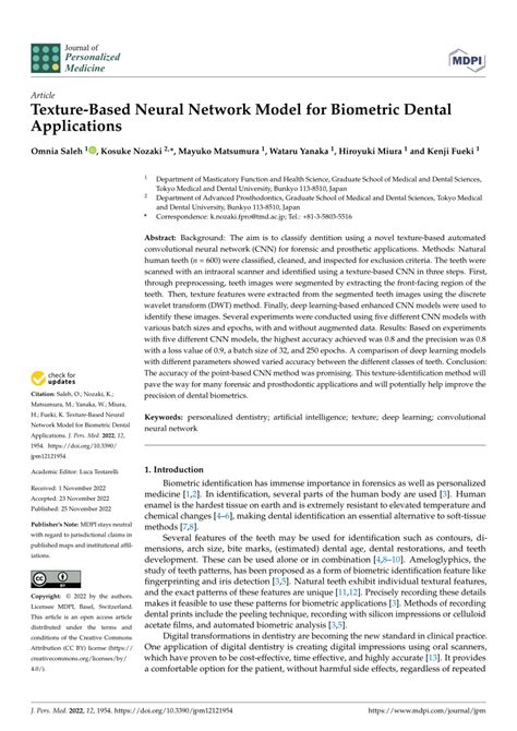 pdf texture based neural network model for biometric dental applications