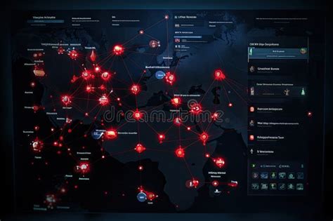Screen With Network Topology And Threats Cyber Security Data Protection Business Technology