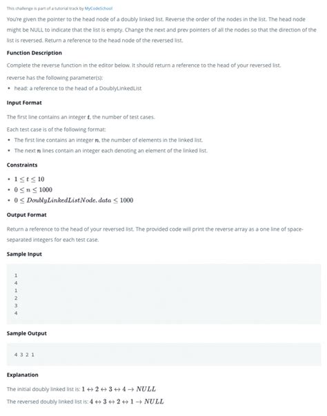 Reverse A Doubly Linked List Kickstart Coding