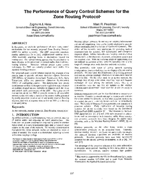 Pdf The Performance Of Query Control Schemes For The Zone Routing Protocol