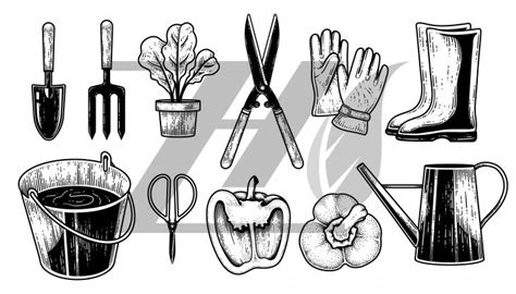 دانلود مجموعه وکتور طرح ابزار باغبانی رنگ مشکی دانلود رایگان فایل لایه باز، Psd، وکتور، لوگو و