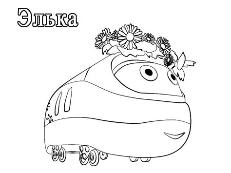 Раскраска Паровозик Тишка