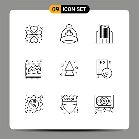 User Interface Pack Of 9 Basic Outlines Of Up Arrow Building Statistics Graph Editable Vector