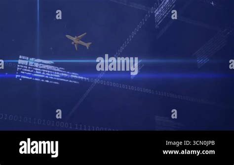 On Opening Jet Airplane Gliding Into View Pulsing Beam Wrapping Binary Streams Visualizing Data