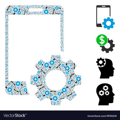 smartphone settings icon recursion mosaic vector image