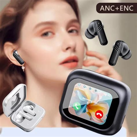 Tws Smart Lcd Touch Screen Bluetooth Headset Anc Wireless Headphones Earbuds New