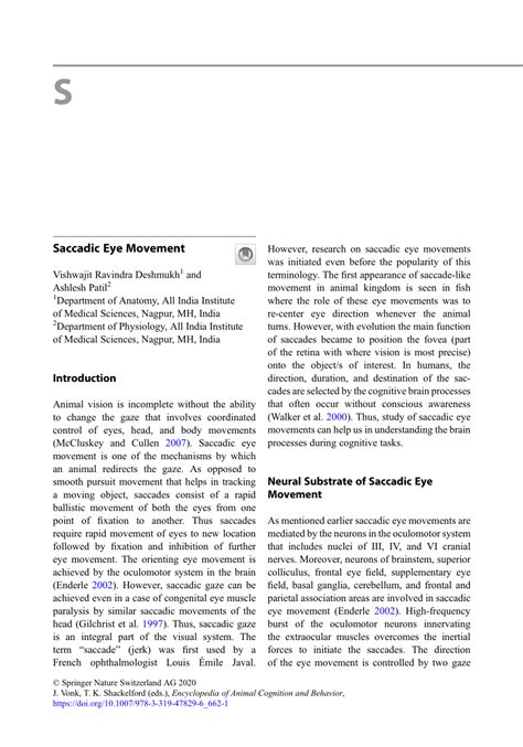 Pdf Saccadic Eye Movement