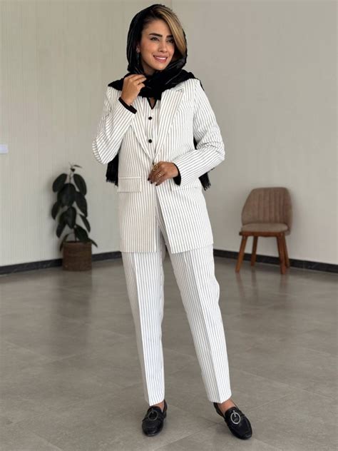 خرید شلوار زنانه سفید کرپ فنسی دیپلمات کد Sahel