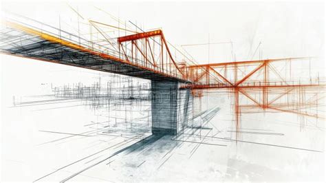 An Abstract Drawing Illustrates A Bridge With Intricate Lines And