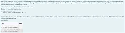 Solved Selection Sort Is A Simple Sorting Algorithm This