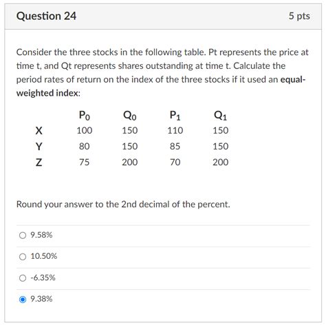 Solved Consider The Three Stocks In The Following Table Pt