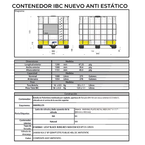 Contenedor Ibc Tote 1000 Lts Nuevo Anti Estático