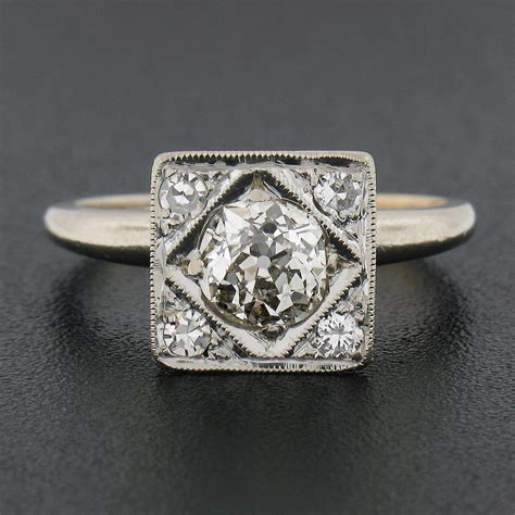 Antique 14k Gold 87ct Old Cut Pave Diamond Hand Engraved Floral
