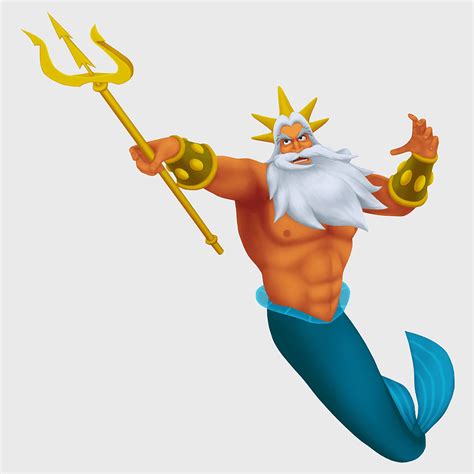 King Triton Holding Trident Ariels Father Disney Merman Character