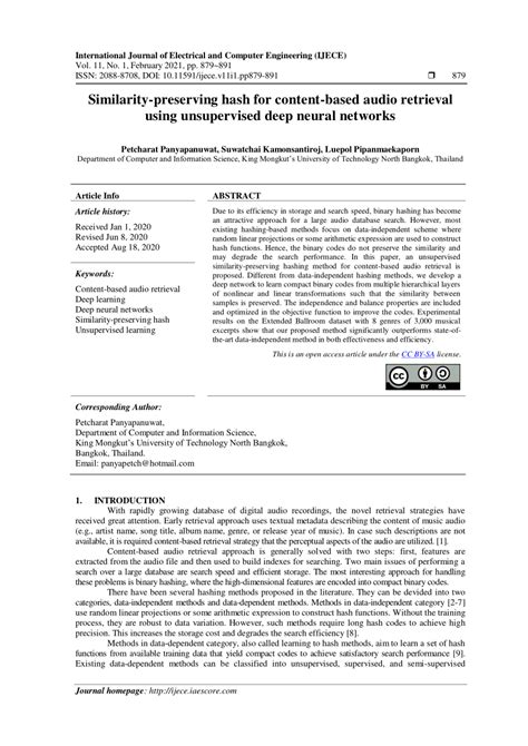 Pdf Similarity Preserving Hash For Content Based Audio Retrieval Using Unsupervised Deep