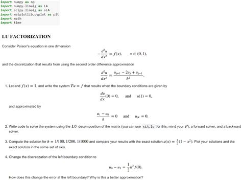 Solved Import Numpy As Np Import Numpylinalg As La Import