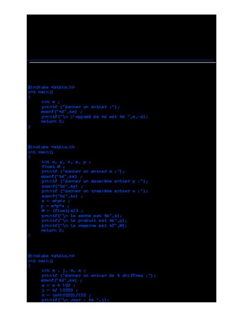 Td Avec Correction Familiarisation Avec Langage C Et Notions De Bases