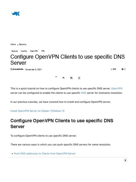 Configure Openvpn Clients To Use Specific Dns Server Download Free