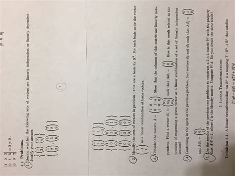 Solved Decide Whether The Following Sets Of Vectors Are