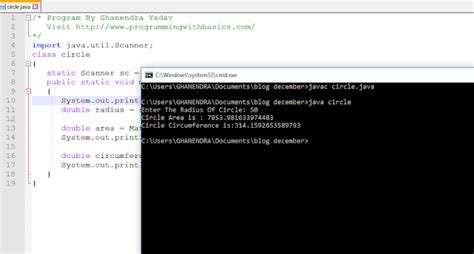 Java Program To Calculate Area And Circumference Of Circle