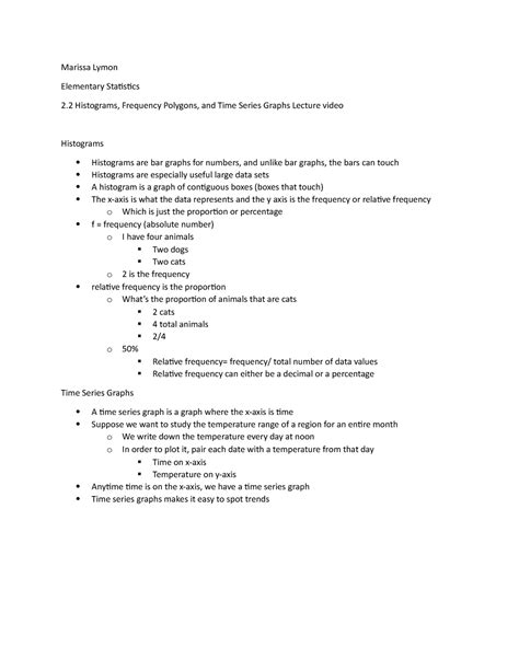 22 Histograms Frequency Polygons And Time Series Graphs Lecture
