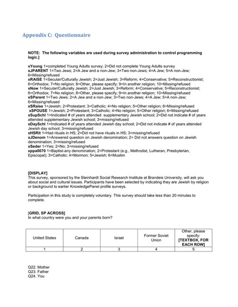 Appendix C Questionnaire