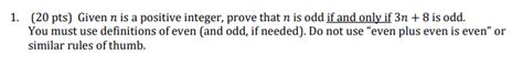 Solved 1 20 Pts Given N Is A Positive Integer Prove That