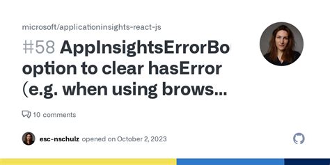 Appinsightserrorboundary Option To Clear Haserror Eg When Using Browser Back · Issue 58