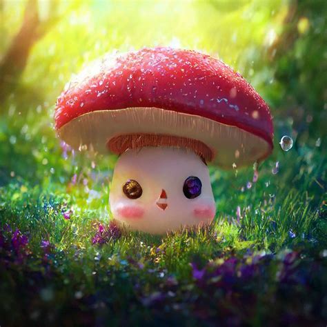 «Милый грибочек под дождём на … — создано в Шедевруме