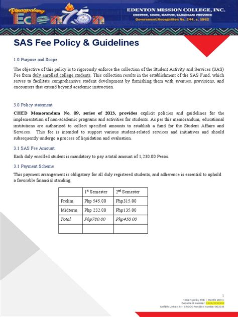 Sas Sample Policy Pdf