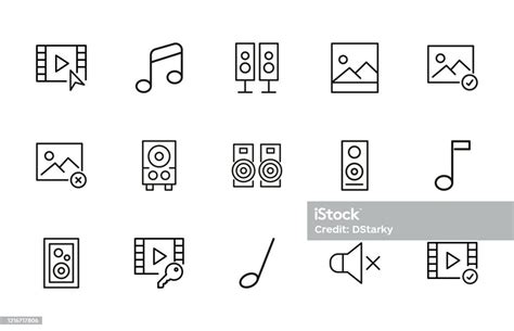 트렌디 한 라인 스타일의 멀티미디어 아이콘의 간단한 세트 개발에 대한 스톡 벡터 아트 및 기타 이미지 개발 개선 검색 엔진 Istock