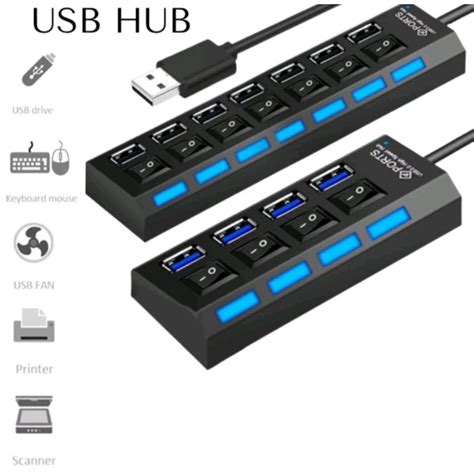 Jual Saklar Tombol On Off Lampu Led 4 Port Usb Hub Swicth 4port Sambungan Kabel Adaptor Charger