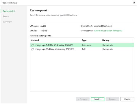 Step 3 Select Restore Point User Guide