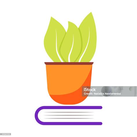 책에 화분 식물 세미 플랫 컬러 벡터 개체 0명에 대한 스톡 벡터 아트 및 기타 이미지 0명 2차 도형 꽃 식물 Istock