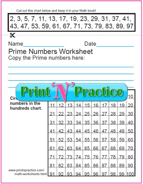 Prime Numbers Chart Four Awesome Printables