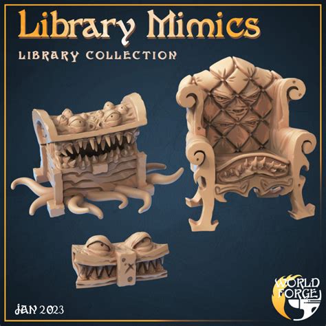 3d Printable Library Mimics By World Forge Miniatures