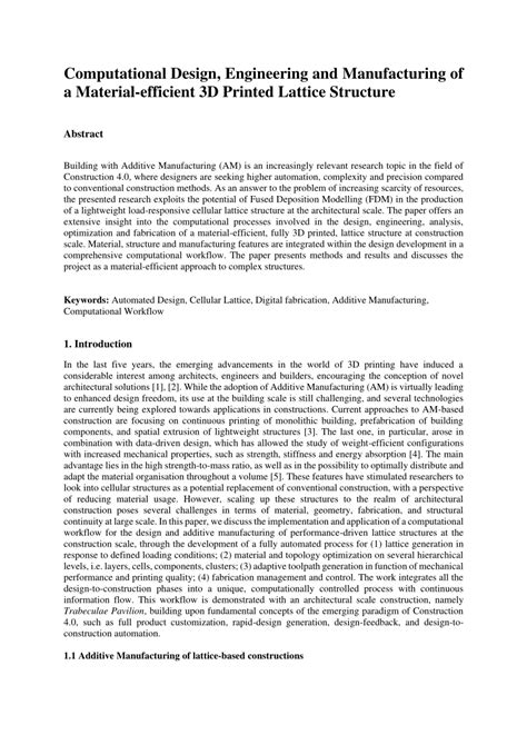 PDF Computational Design Engineering And Manufacturing Of A Material Efficient D Printed