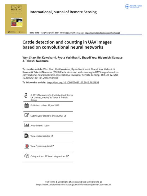 Cattle Detection And Counting In Uav Images Based On Convolutional Neural Networks 2019 Pdf