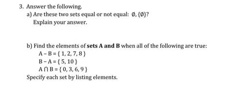 solved 3 answer the following a are these two sets equal