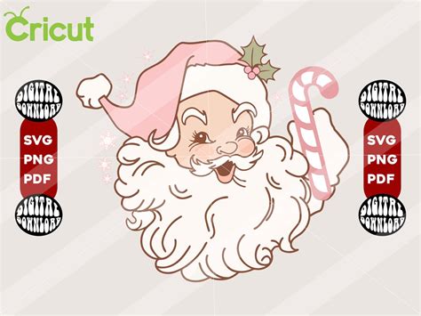 Pink Santa Claus Svg Png Christmas Svg Christmas Vintage Svg Etsy