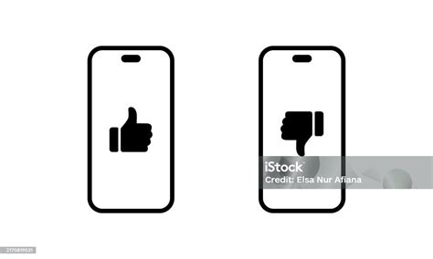 스마트폰 화면 아이콘에서 엄지 손가락을 위아래로 움직입니다 전화 디스플레이 개념에 대한 좋아요 및 싫어요 제스처 Brand Name Smart Phone에 대한 스톡 벡터