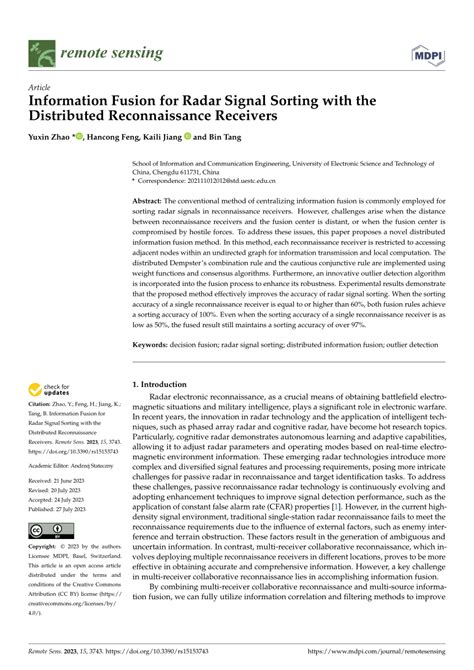pdf information fusion for radar signal sorting with the distributed