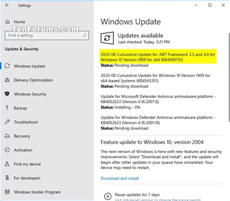 Kb4569751 Cumulative Update Net Framework 3 5 4 8 Windows 10 Aug 11 Windows Update Windows