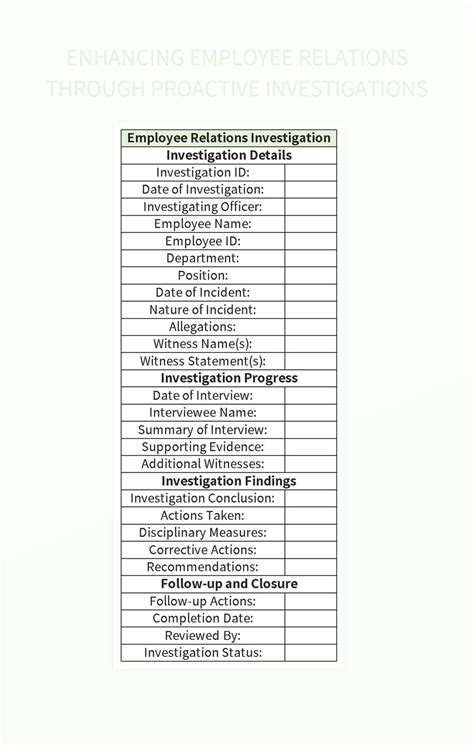 Free Investigation Templates For Google Sheets And Microsoft Excel Slidesdocs
