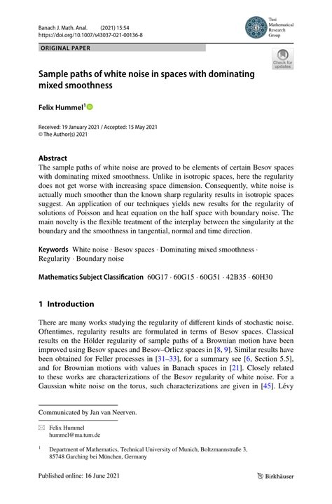 Pdf Sample Paths Of White Noise In Spaces With Dominating Mixed Smoothness