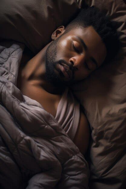 Premium Photo Man Sleeping Peacefully In Bed Generative Ai