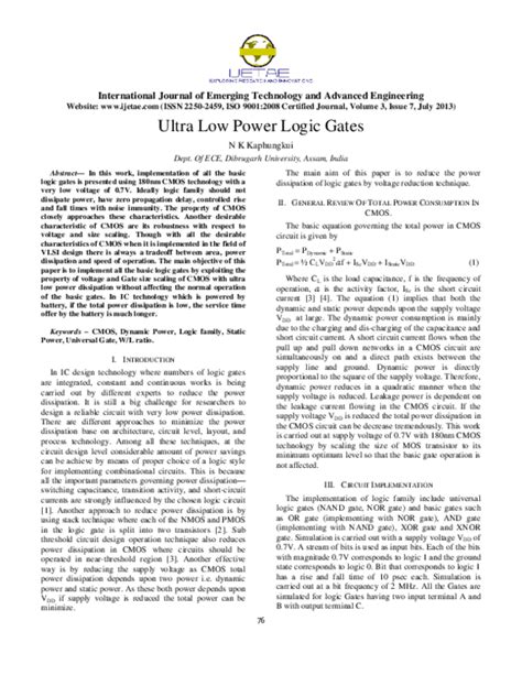 Pdf Ultra Low Power Logic Gates