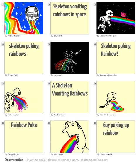 Skeleton Vomiting Rainbows In Space Drawception